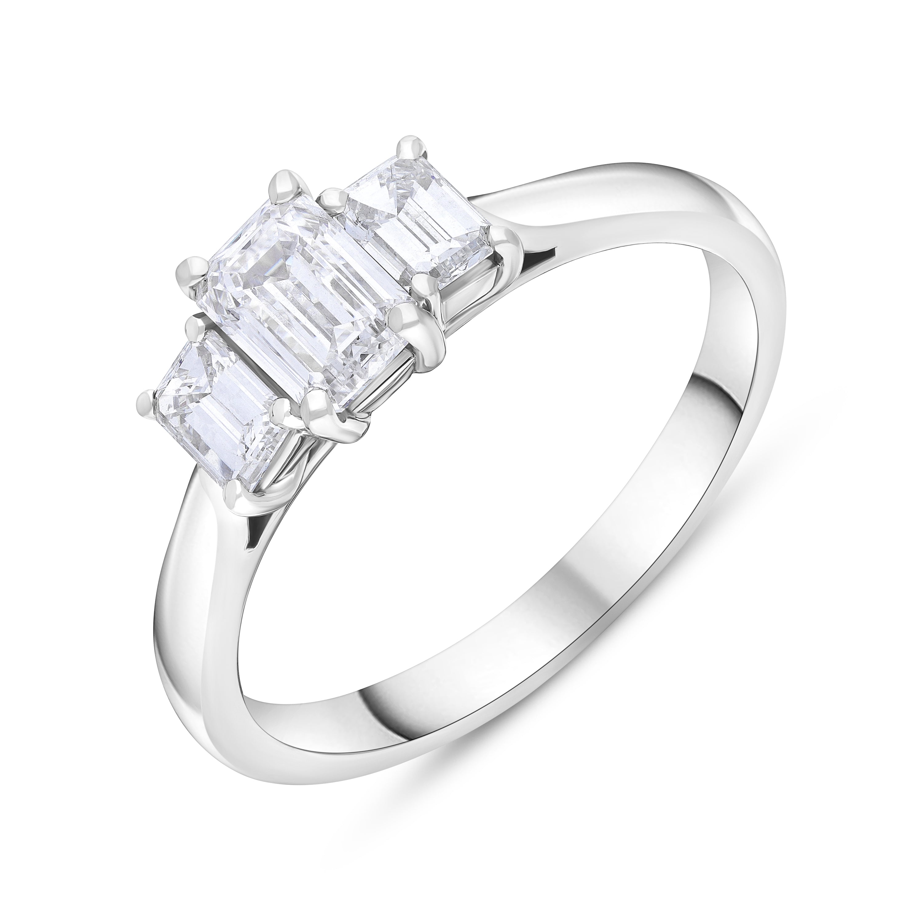 Platinum .45ct Diamond 0.60ct 3 Stone Diamond Emerald Cut Ring Size N DVS2 GIA FEU-3023 | C W ...
