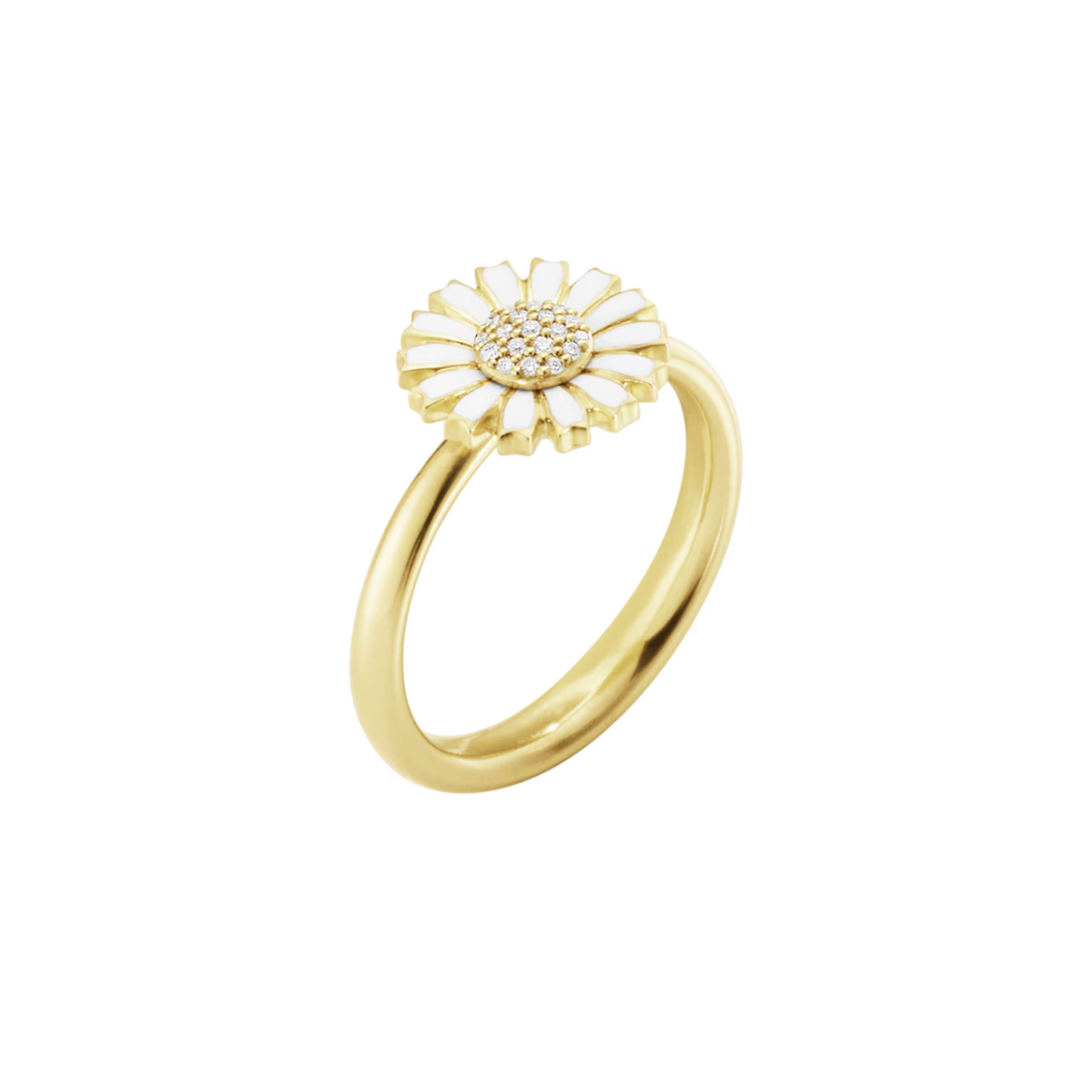 Georg Jensen Daisy 18ct Gold Plated Diamond and White Enamel Ring | C W ...