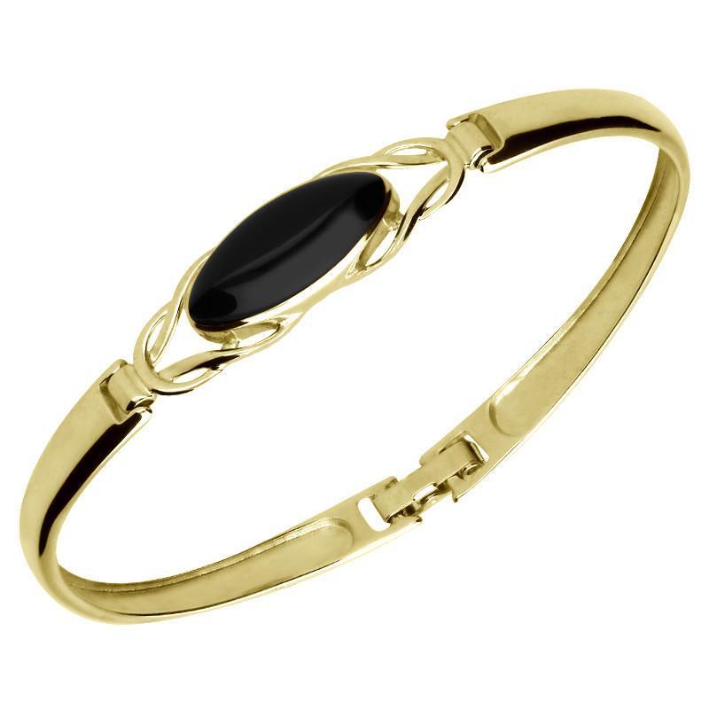 9ct Yellow Gold Whitby Jet Celtic Oval Clip Bangle B589 | C W Sellors ...
