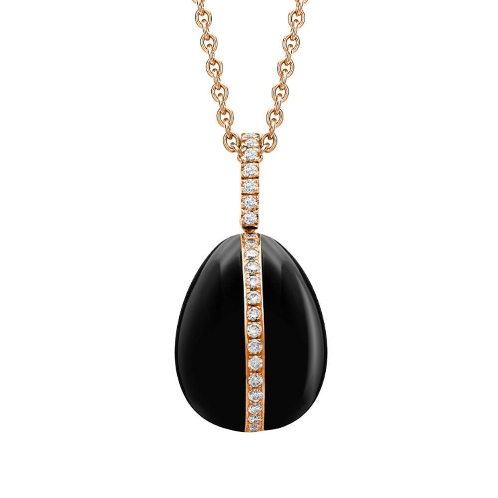 Faberge 18ct Rose Gold Diamond Whitby Jet Pendant Limited Edition FBR ...