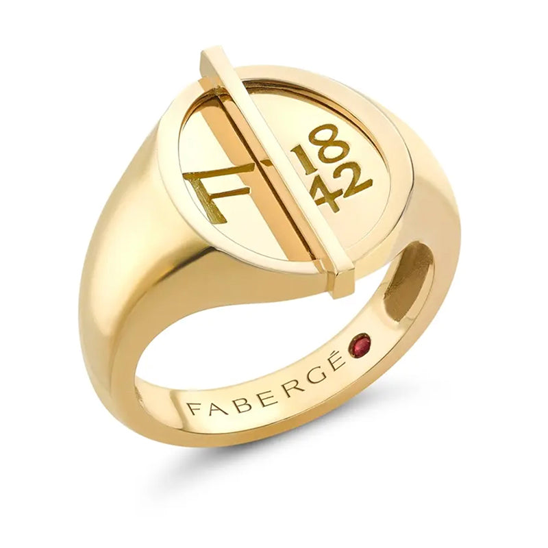 Faberge 1842 18ct Yellow Gold Egg Signet Ring 3023 | C W Sellors Fine ...