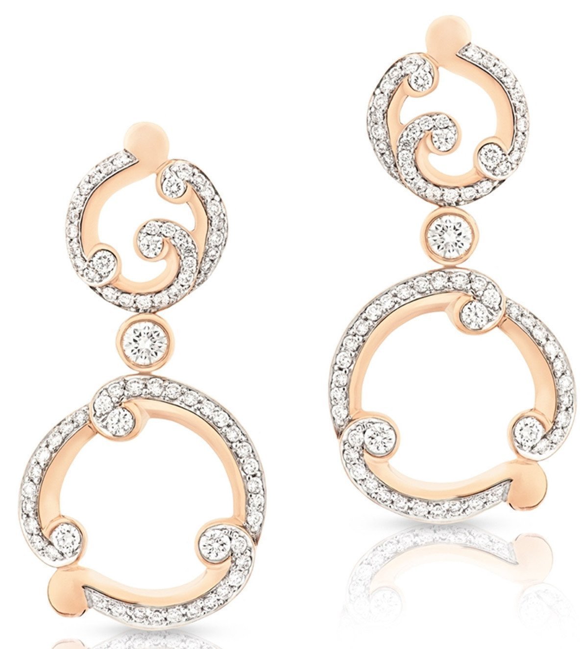 Faberge Rococo 18ct Rose Gold Pave Diamond Drop Earrings D 667EA1417 ...