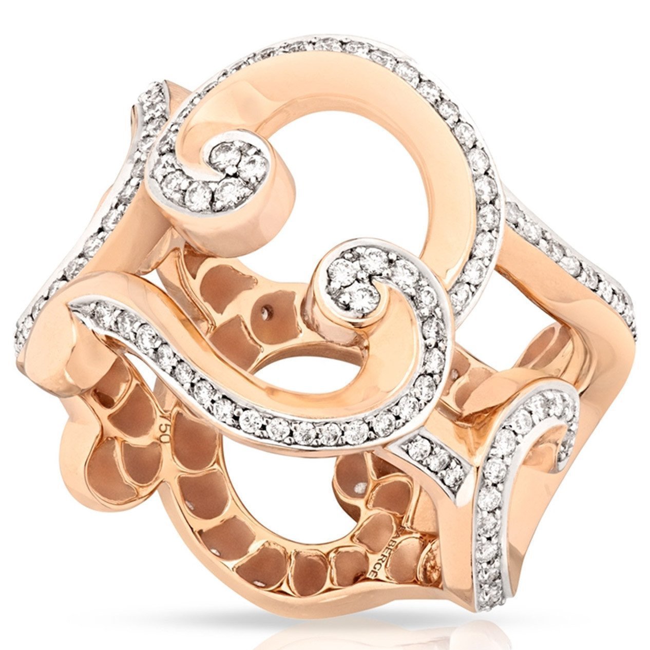 Faberge Rococo 18ct Rose Gold Pave Diamond Wide Ring D 492RG1414 | C W ...