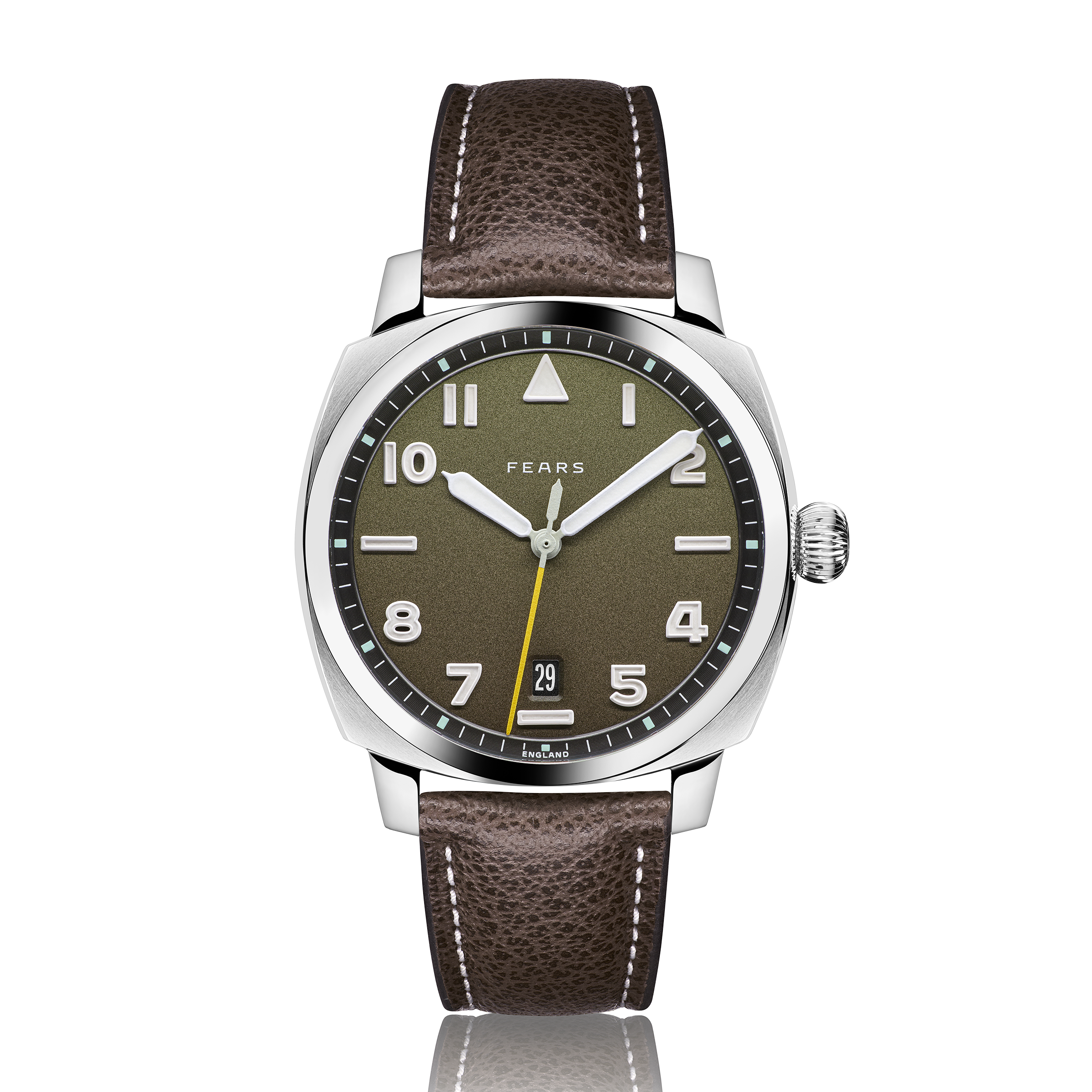 Fears Brunswick 40 Filton Squadron Green Leather Strap Watch BS240.010. ...