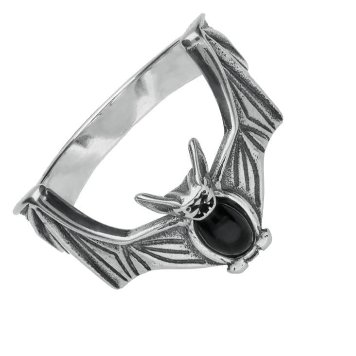 Sterling Silver Whitby Jet Oval Belly Bat Ring R721 | C W Sellors Fine ...