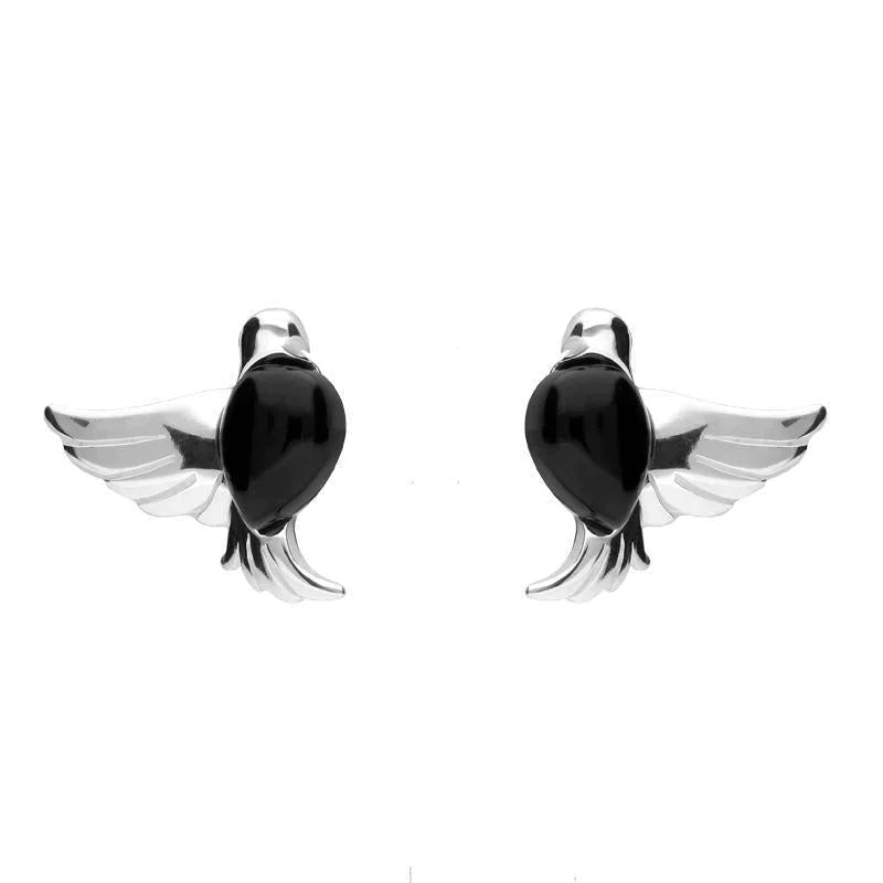 Sterling Silver Whitby Jet Bird Stud Earrings E2436 | C W Sellors Fine ...
