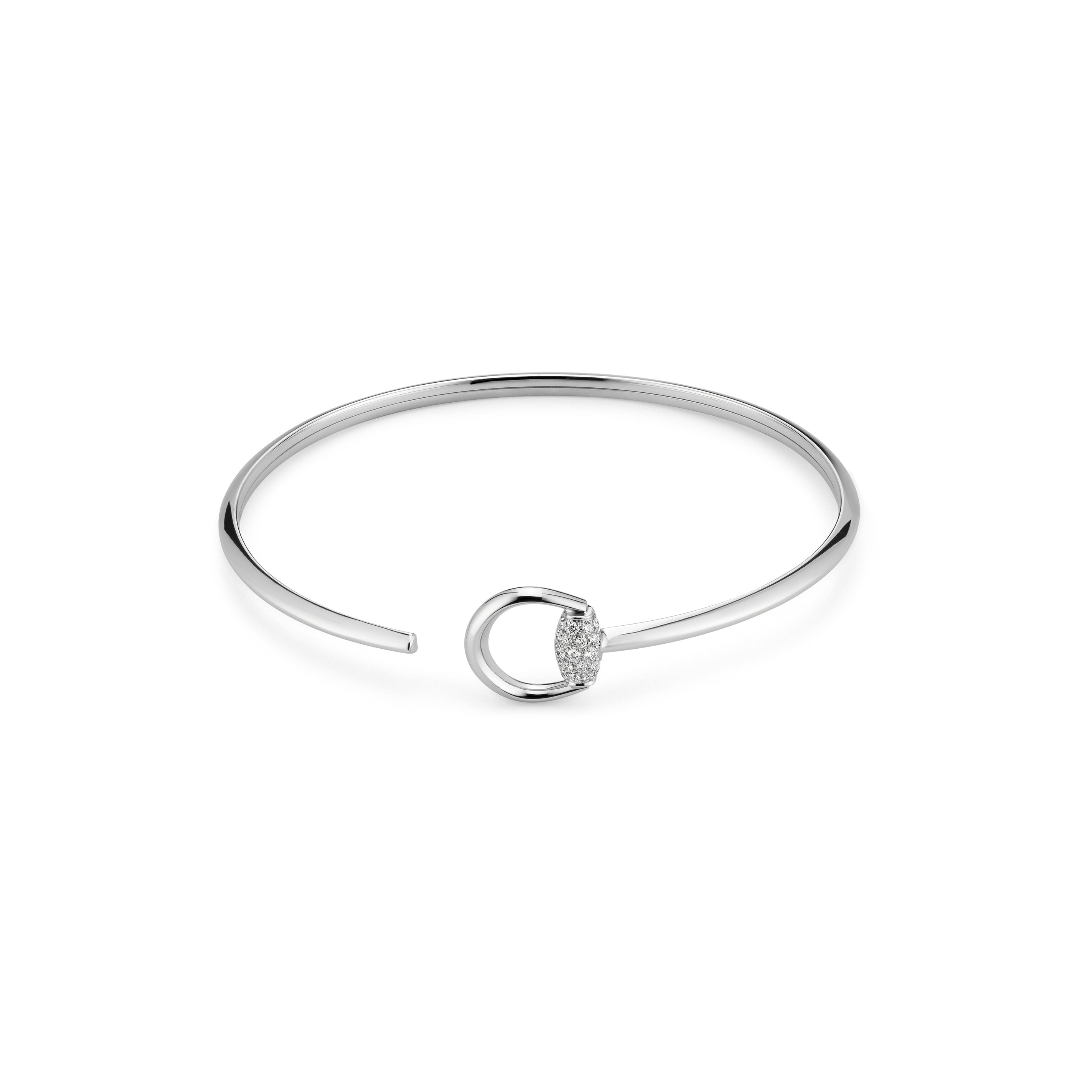 Gucci Horsebit 18ct White Gold 0.2ct Diamond Cuff Bracelet | C W ...