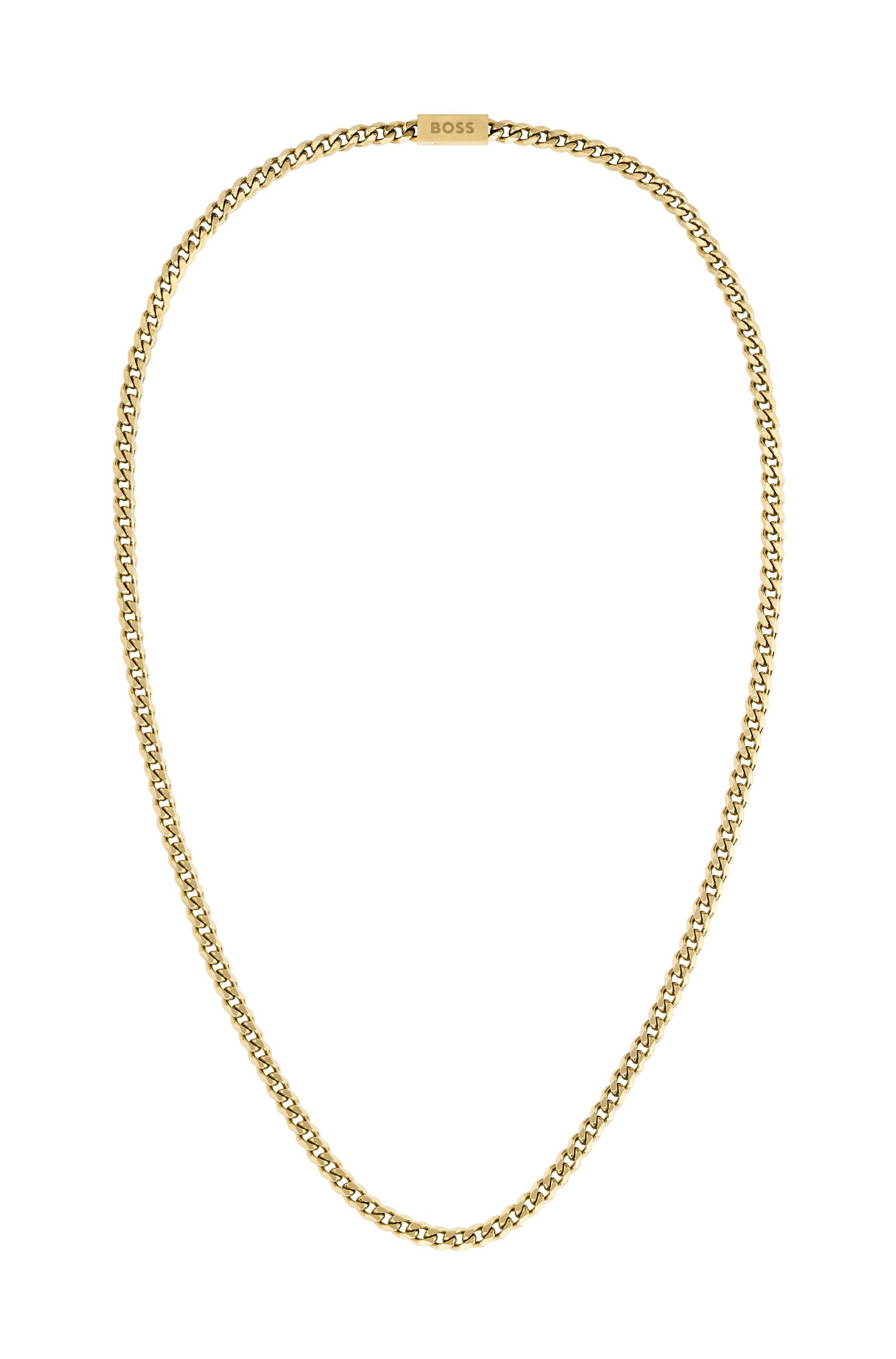 Boss Gold Tone Plated Stainless Steel Mens 24 Inch Curb Chain Necklace ...