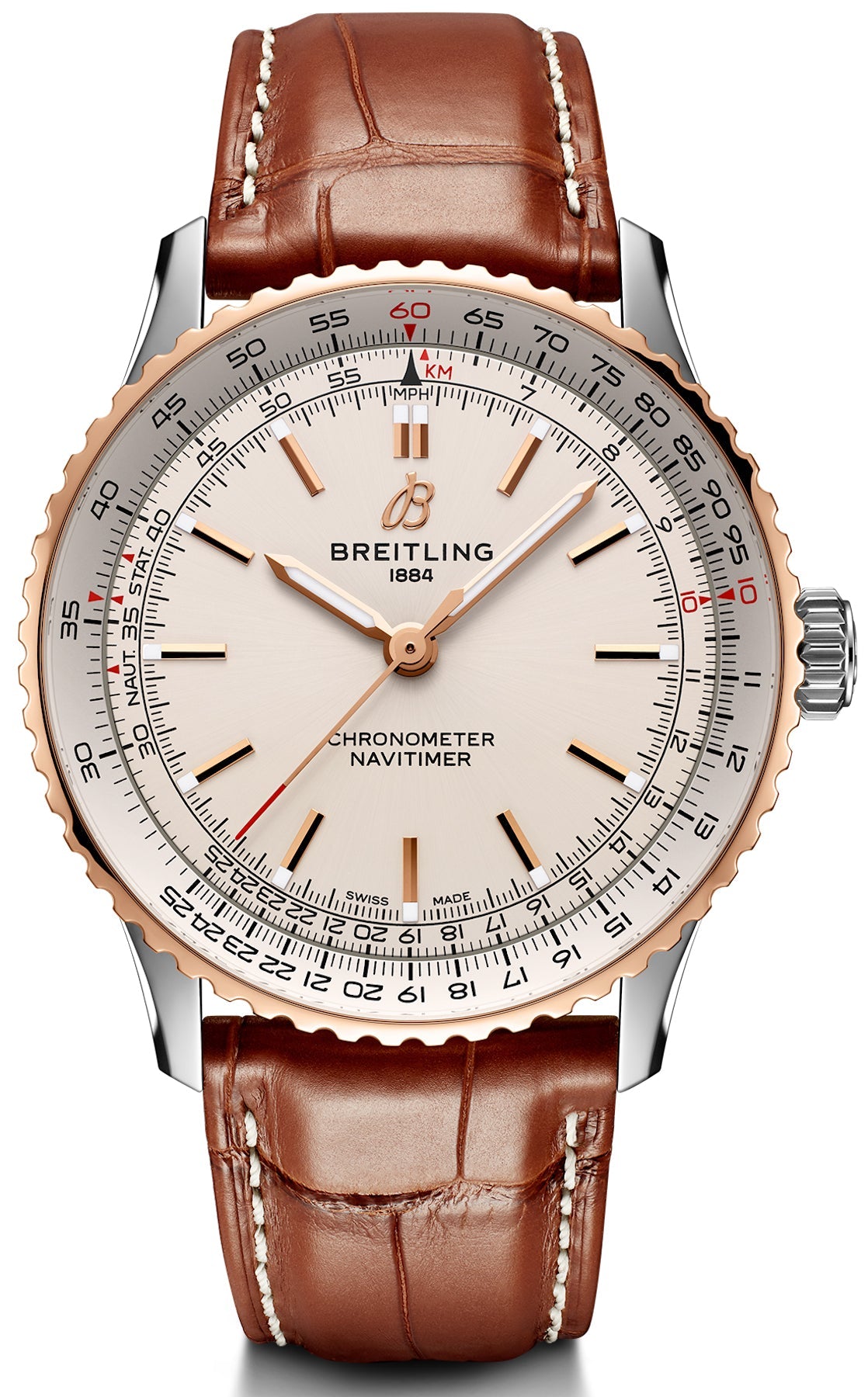 Breitling Navitimer 41 Steel & 18k Red Gold Leather Watch U17329F41G1P1 ...
