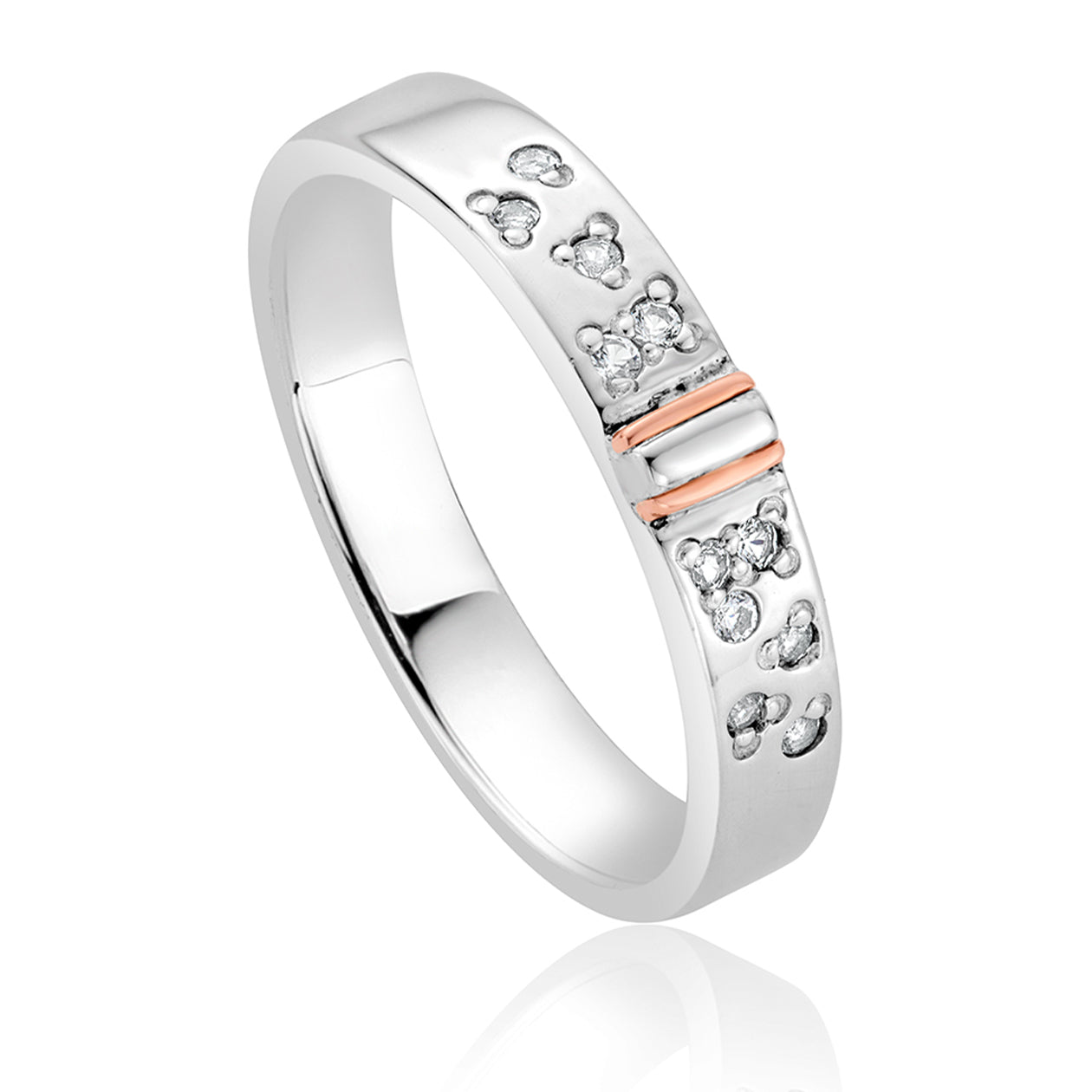 Clogau Cariad Sparkle Sterling Silver Slim Band Ring 3SCRS0195 | C W ...