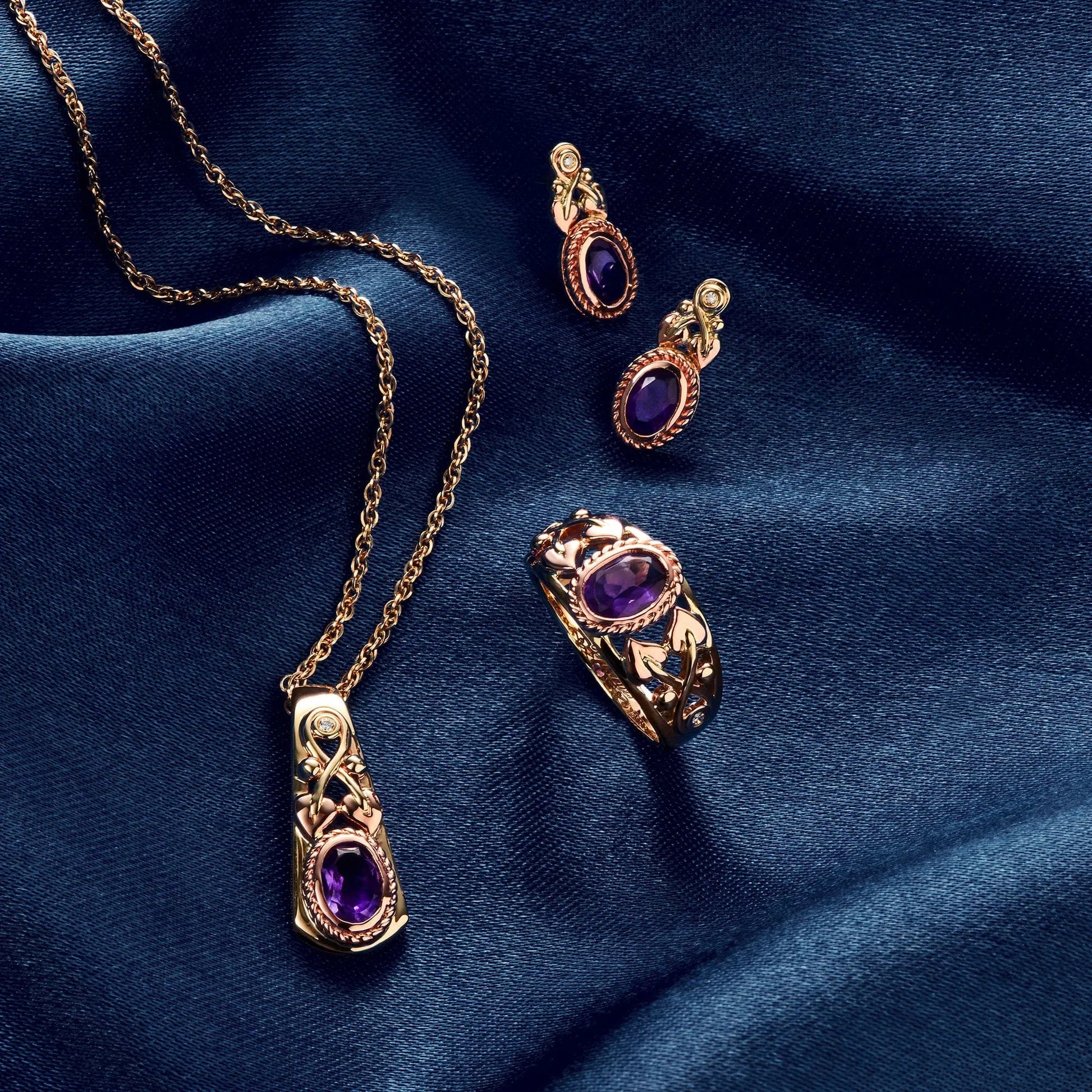 Clogau Tree of Life Delphinium 9ct Gold Amethyst Pendant D GKCC0339 C W Sellors Fine Jewellery