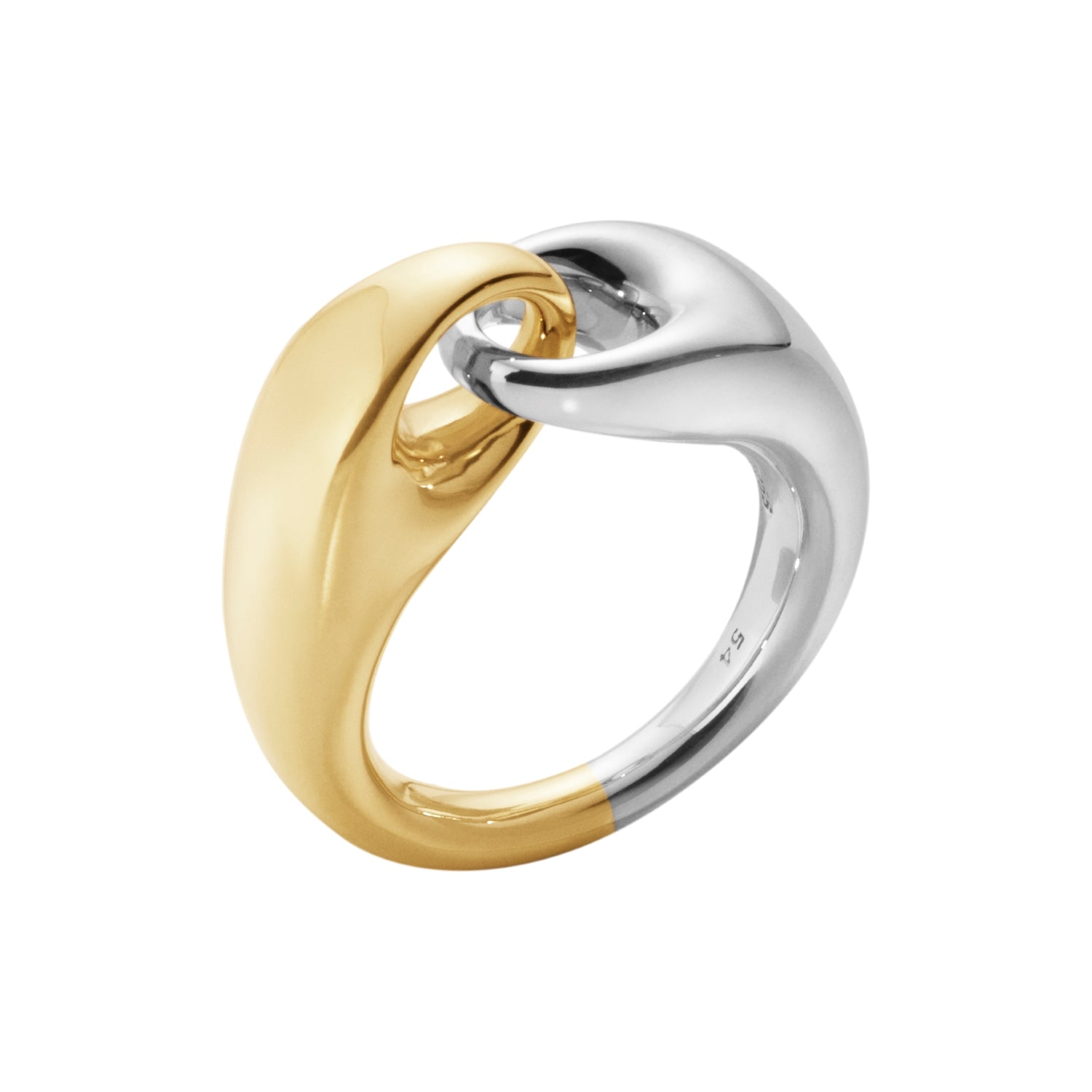Georg Jensen Reflect 18ct Yellow Gold Sterling Silver Large Link Ring ...