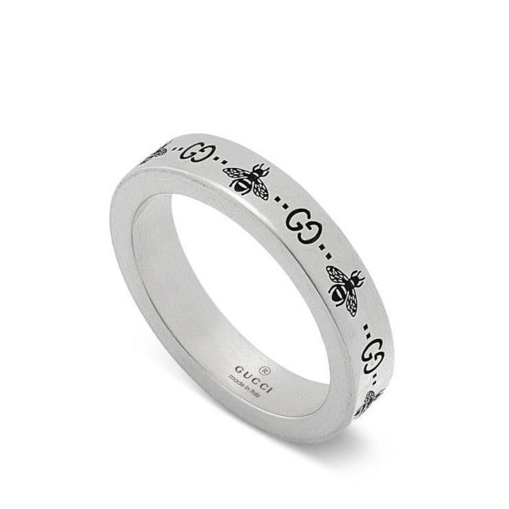 Gucci GG Sterling Silver Engraved Bee Ring D YBC729898001 | C W Sellors ...