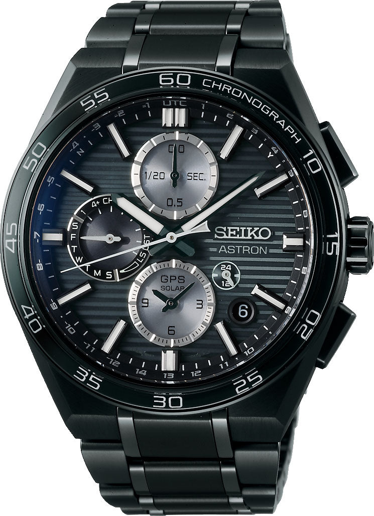 Seiko Astron GPS Solar Dual Time Chronograph in Night Sky Black Watch ...